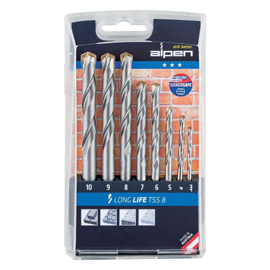 Alpen Masonry Drill Bit Set – 8pc 3–10mm Long Life