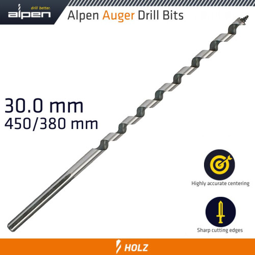 Alpen Wood Auger Bit 30x450mm – Precision Drill